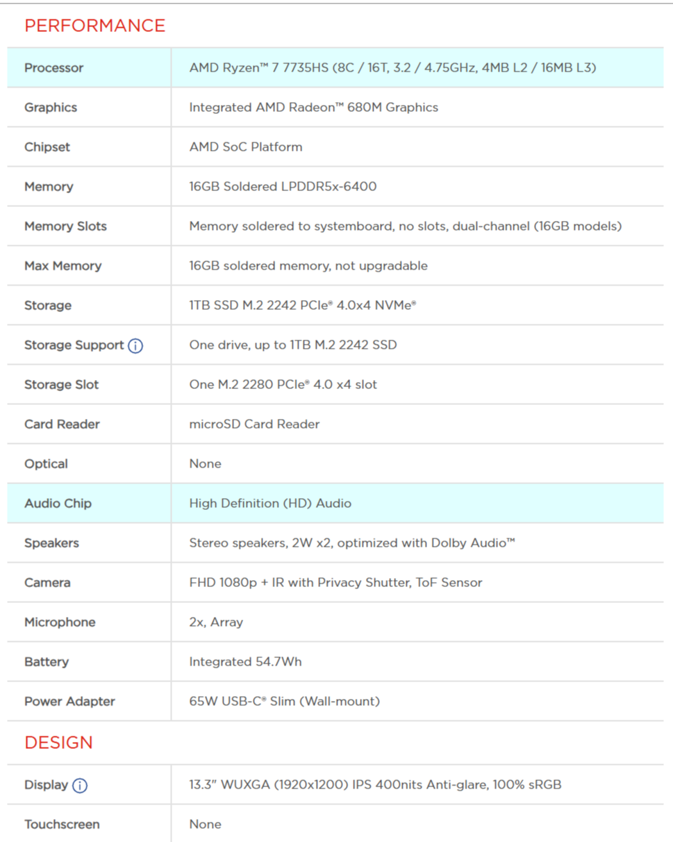 LENOVO IP SLIM 5 83J20000SB Polar Blue(R7 7735HS/16GB RAM/1TB SSDAMD ...