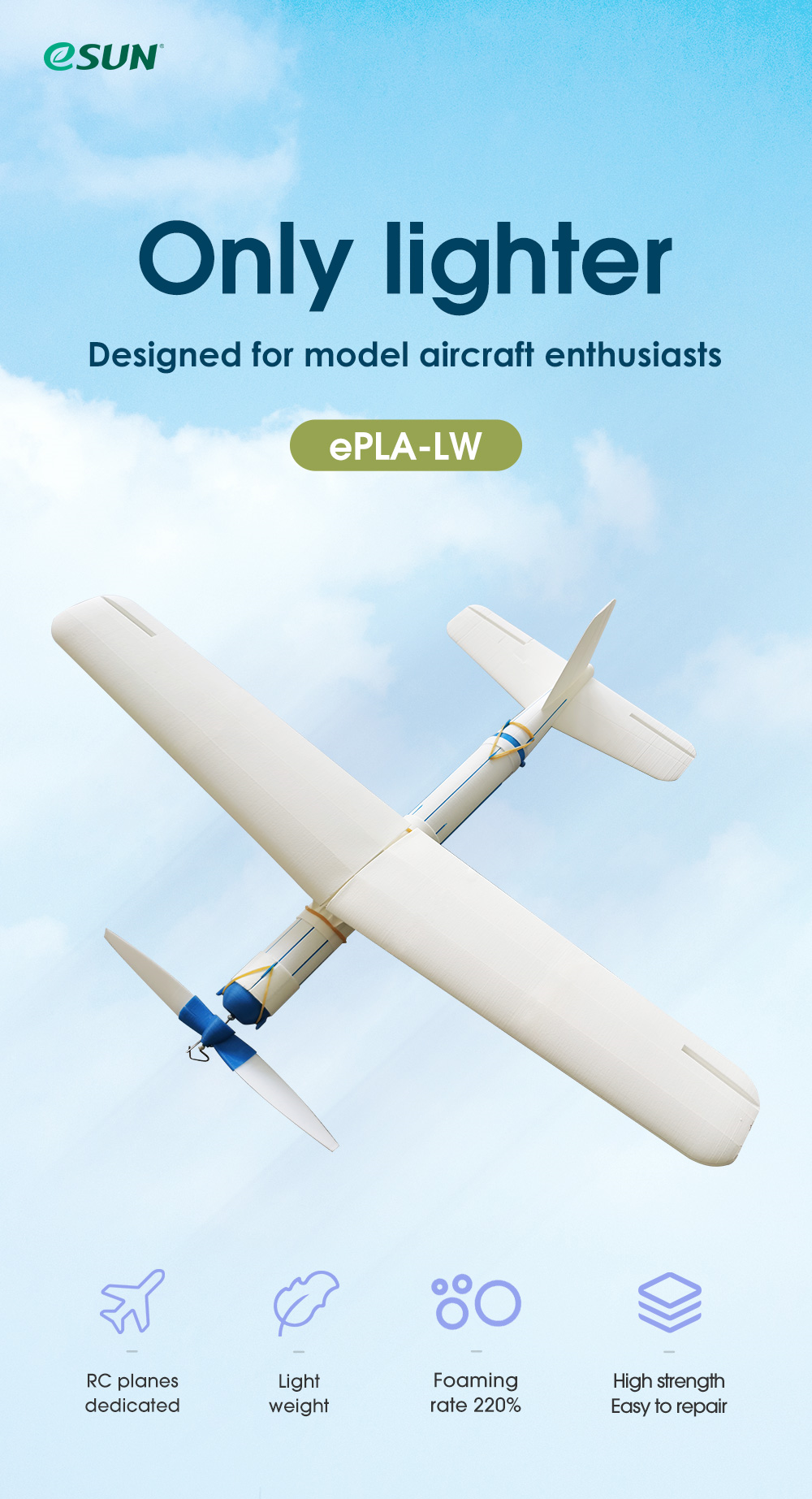 eSun ePLA-LW 1.75mm 1KG 3D Printer Filament Light Weight PLA Printing ...