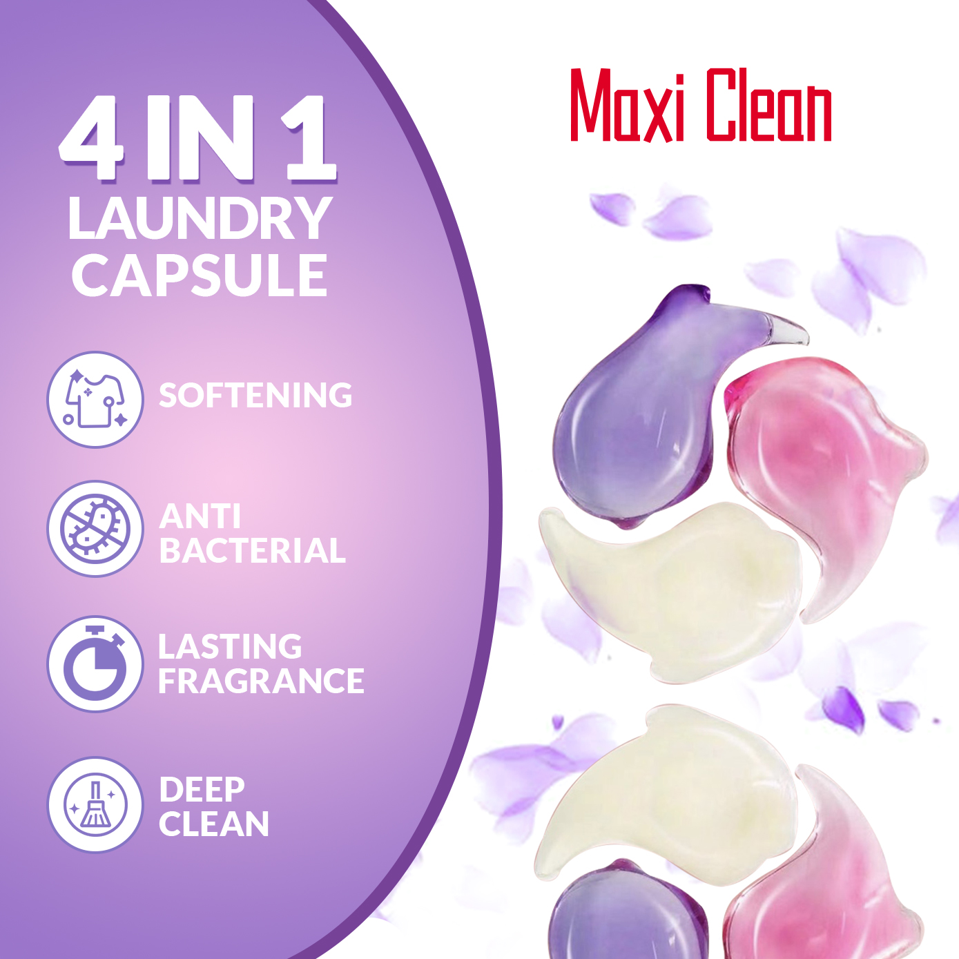 [Maxi Clean] READY STOCK 30 pods - 5 in 1 Laundry Capsule / 5 Types Available | Shopee Singapore