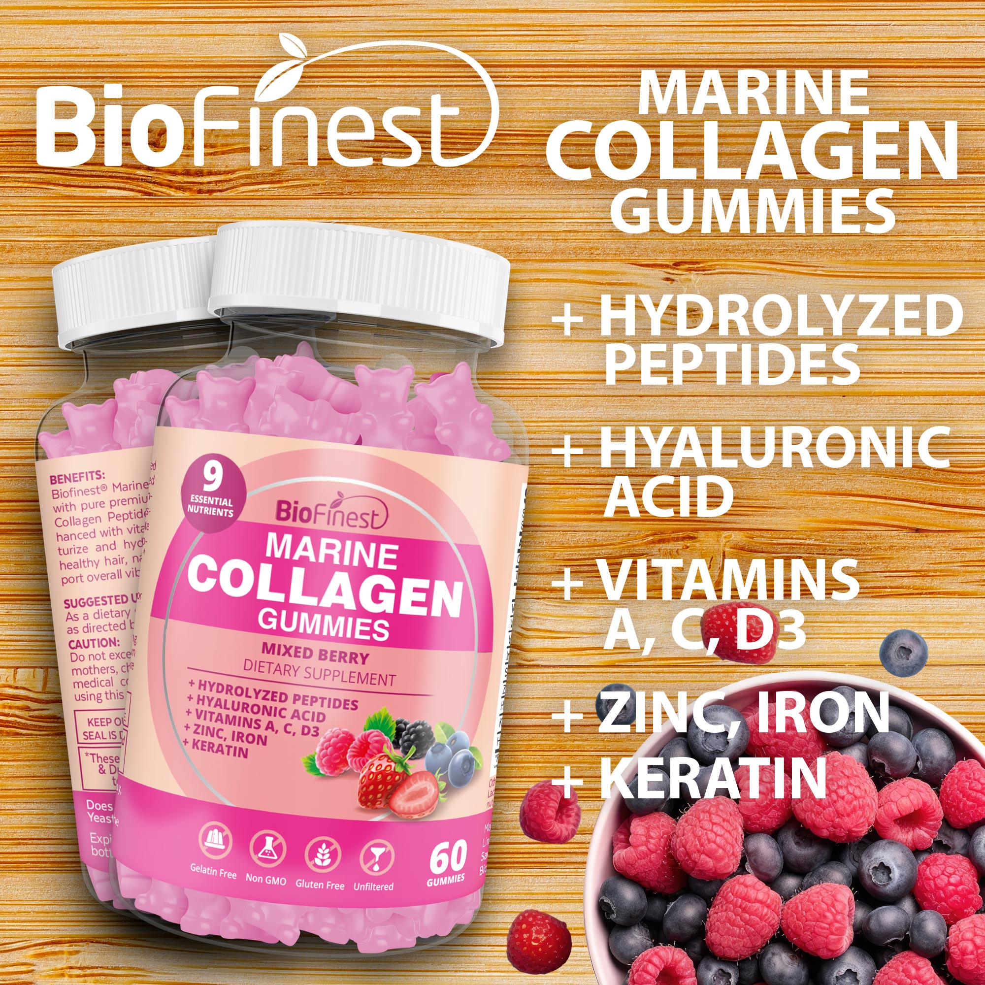 Biofinest Marine Collagen Gummy Supplement Hydrolyzed Peptides ...