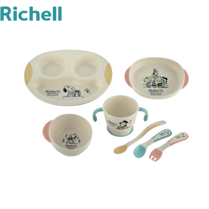 Richell Snoopy Step Up Dining Dish Set | Shopee Singapore