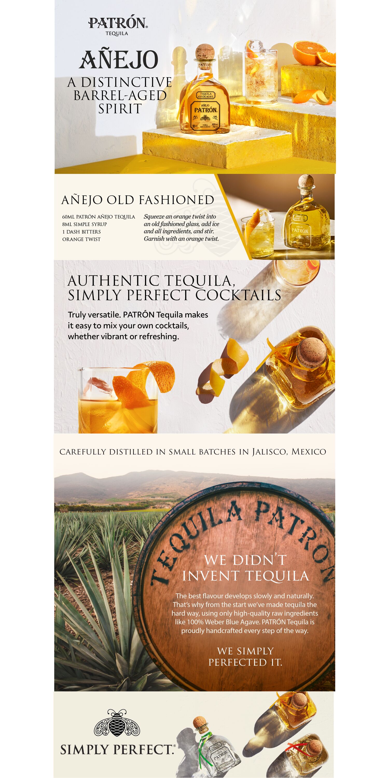 Patron Anejo Tequila - 750ml / 75cl, 40% ABV - Spirit Aged in Oak ...