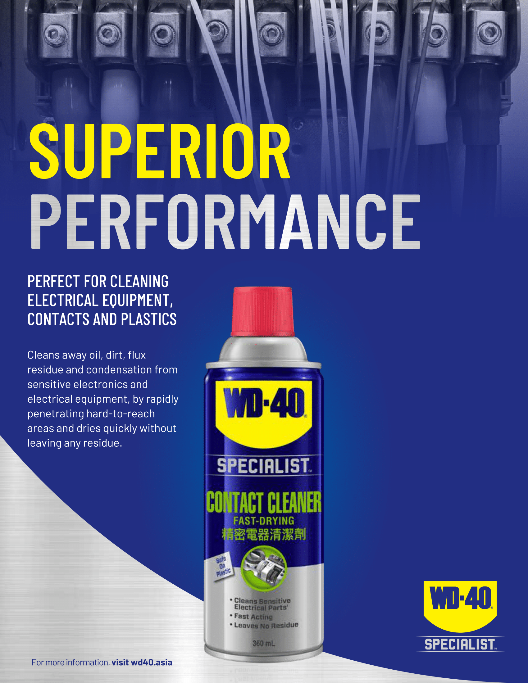WD40 Specialist Electronic Contact Cleaner 360ml - Cleans oil, dirt ...