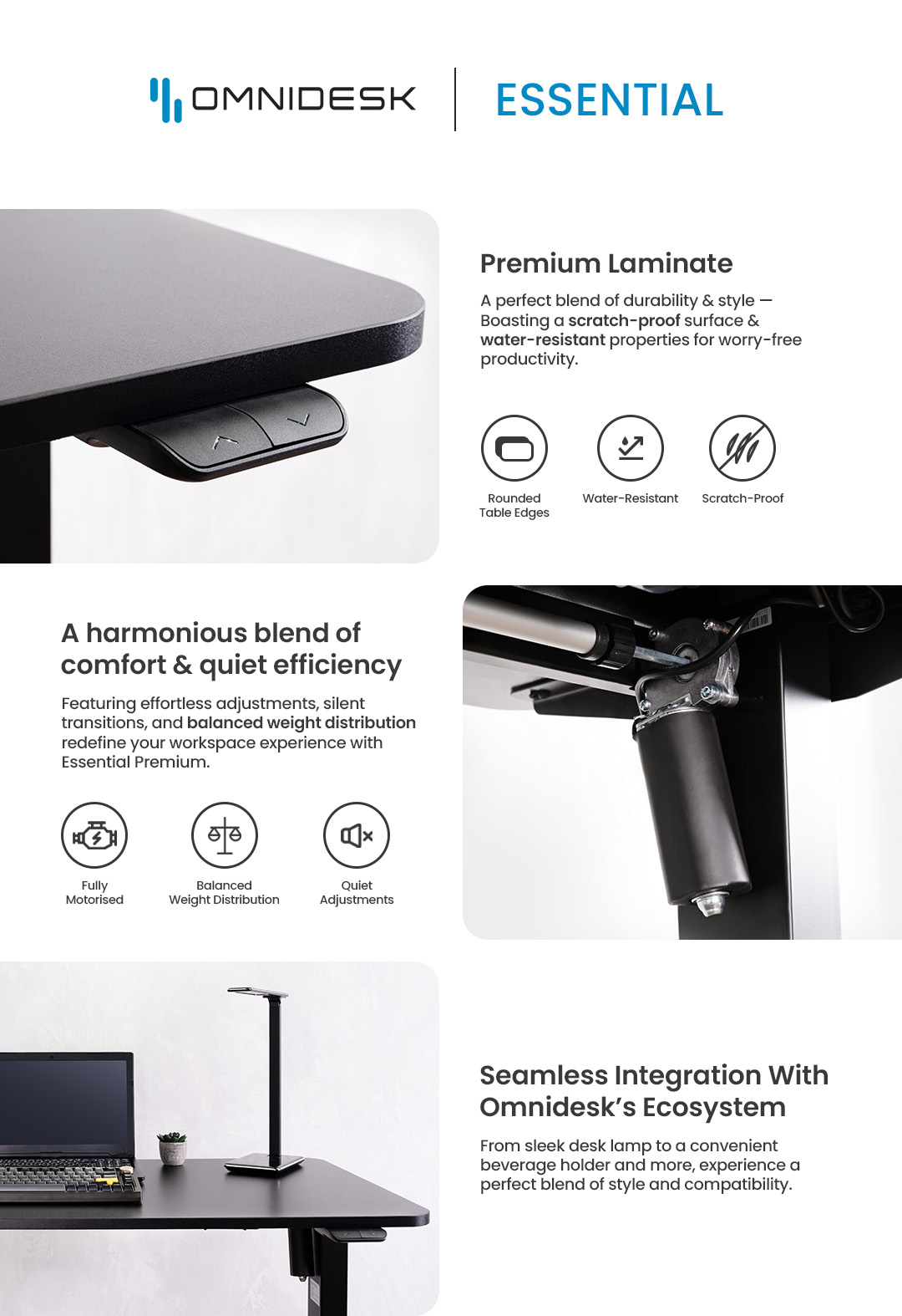 Omnidesk Essential Bundle - Black Entry-level Height Adjustable desk ...