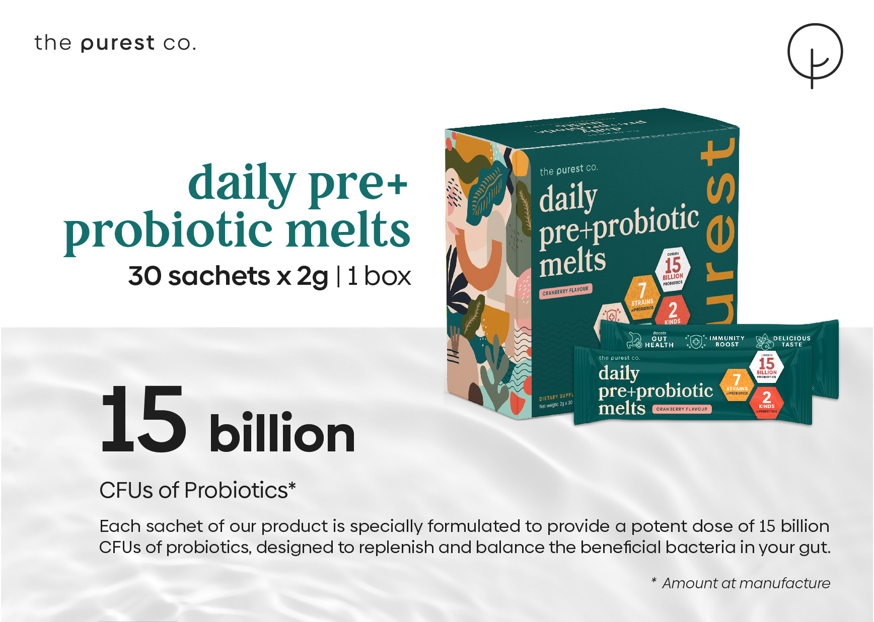 Purest Co Daily Pre+Probiotic Melts (Gut Health, Debloat & Digestion ...