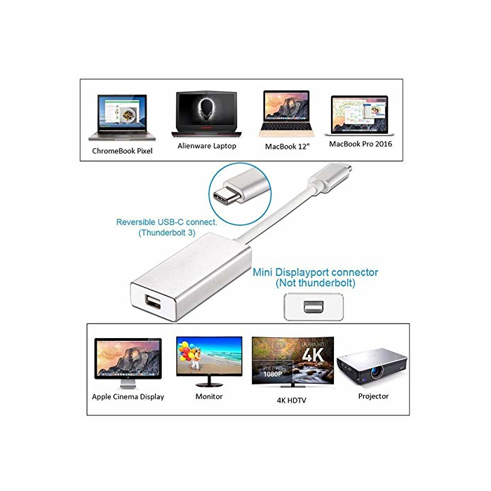 ATZ USB Type-C to MINI DISPLAYPORT, Type-C to Mini DP w/SHORT CABLE ...