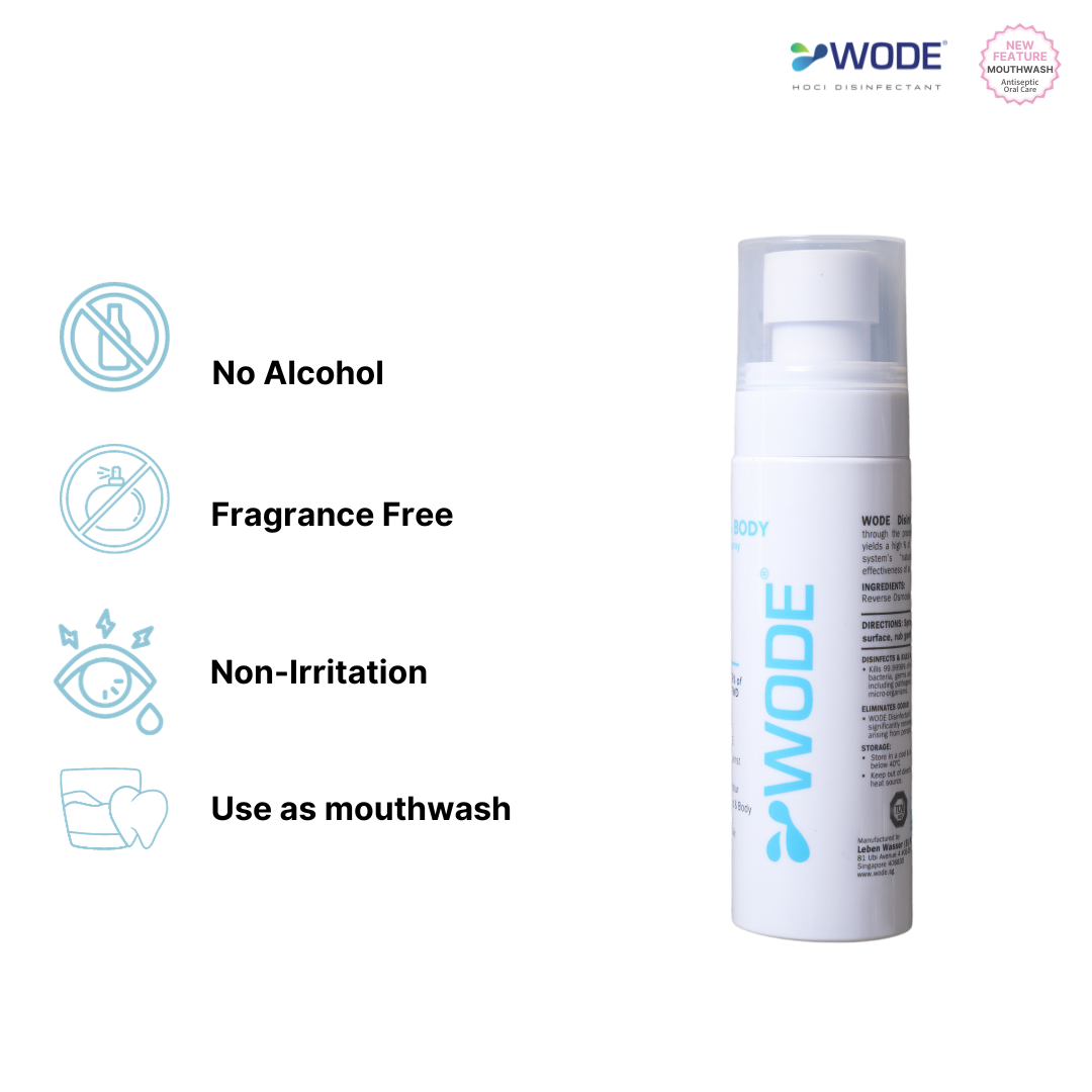 WODE Hand & Body Disinfectant 80ml Spray (ALCOHOL FREE, CHEMICAL FREE ...
