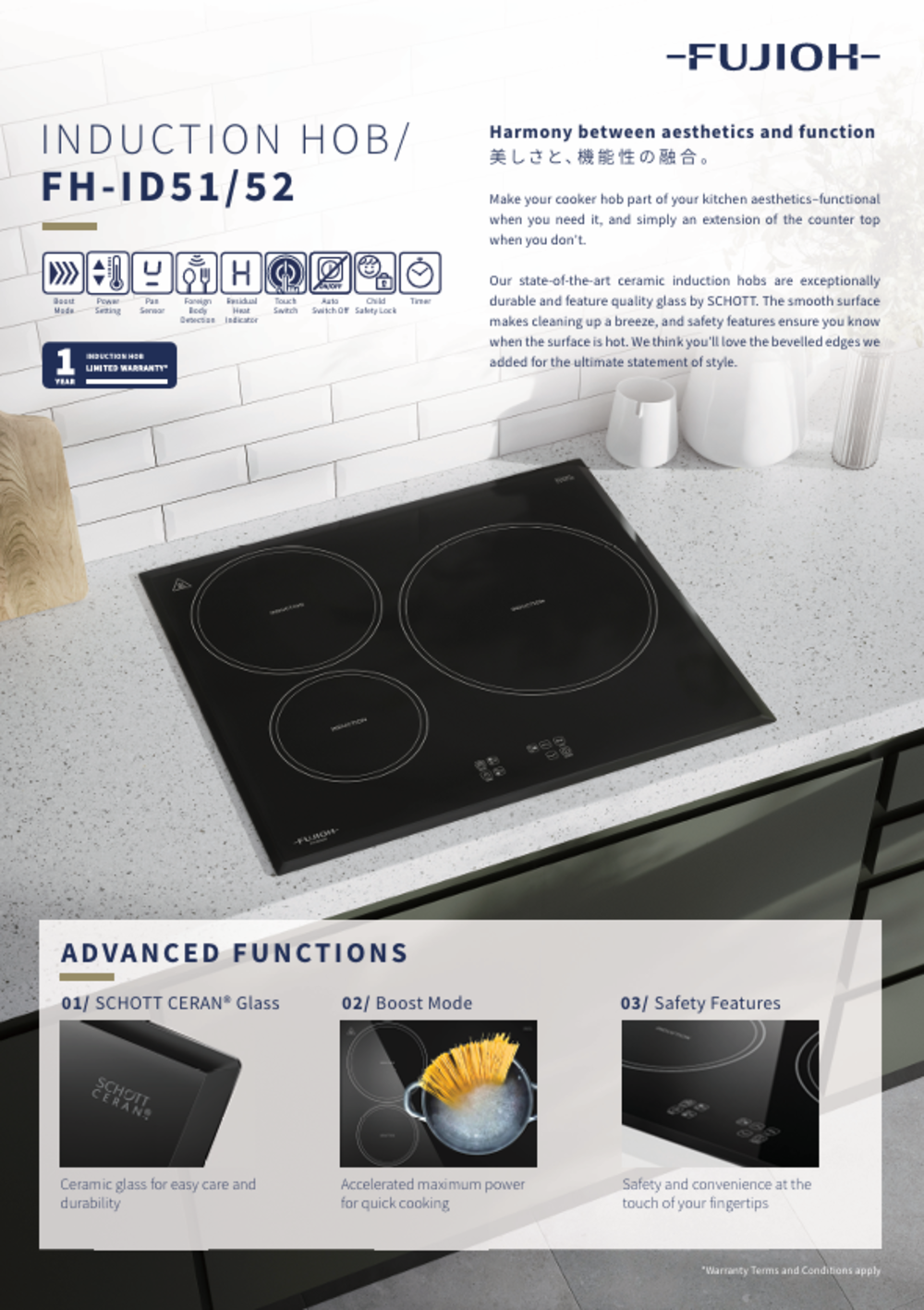 FUJIOH FH-ID5230 INDUCTION HOB WITH 3 ZONES + 2 YEARS WARRANTY | Shopee ...