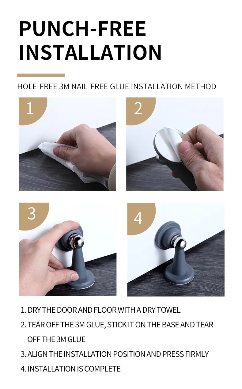 🇸🇬【SG stock】Silicone magnetic door stopper mute door stop punch-free ...