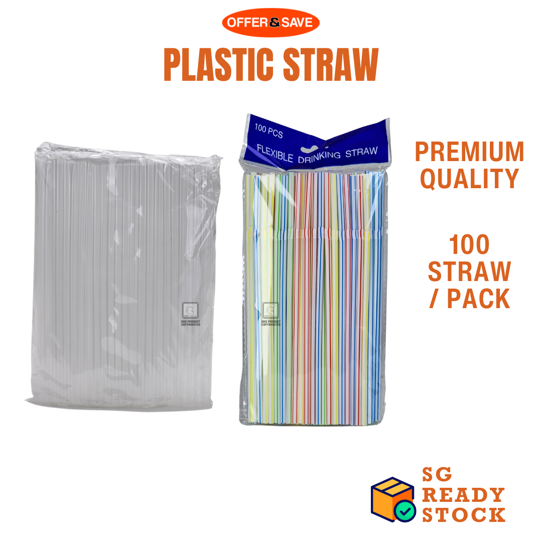 ONS Premium Plastic Straw 100 Straw Disposable Plastic Straw | Shopee ...