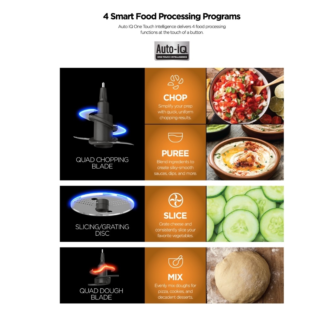 Ninja Food Processor 4 Auto Programs Chop, Puree, Slice, Mix, 3 Manual ...