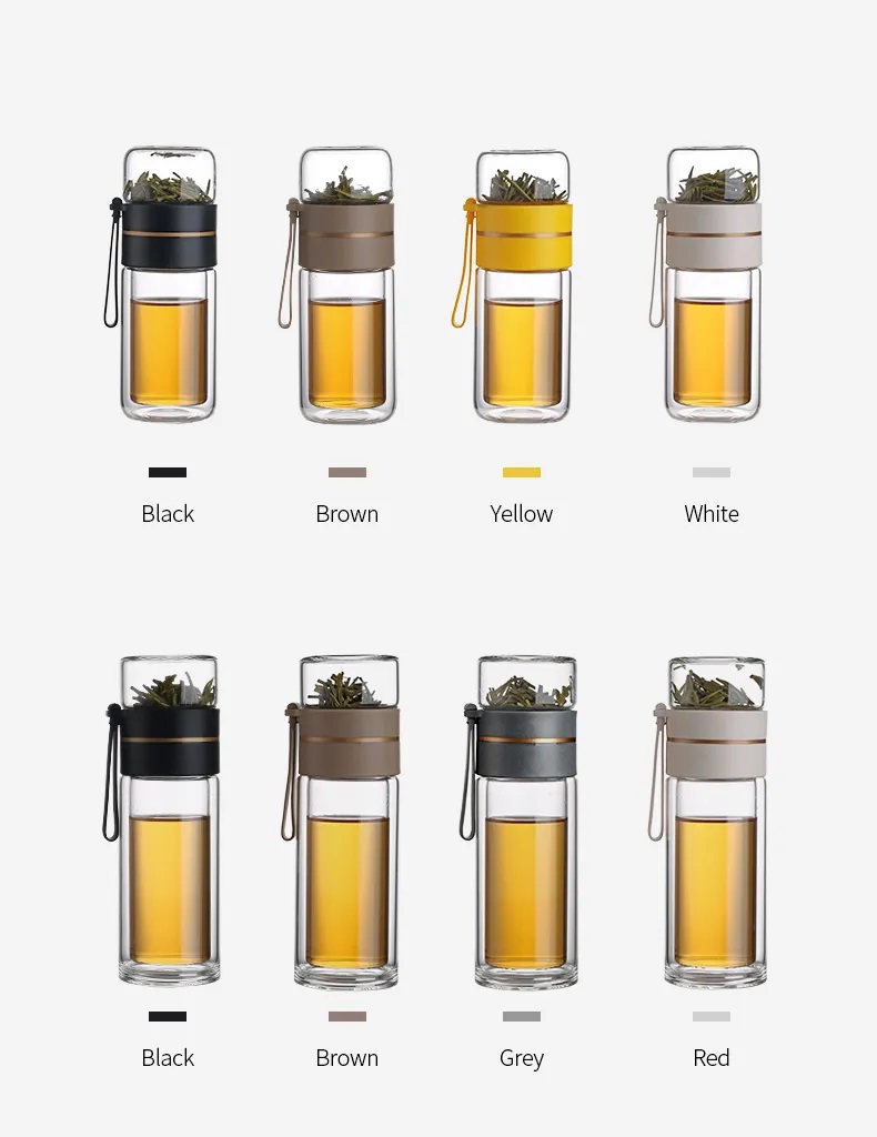 400ml Double Wall Glass Bottle Separation Water Tea Maker with Infuser ...