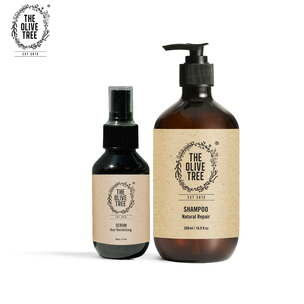 The Olive Tree Roots Rebirth Duo (Hair Revitalizing Serum + Natural ...