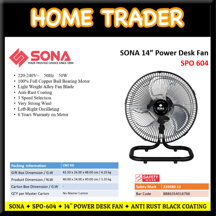 BLACK EDITION SONA SUPER STRONG POWER FAN 10" 12" 14" 18" 20" | Shopee ...