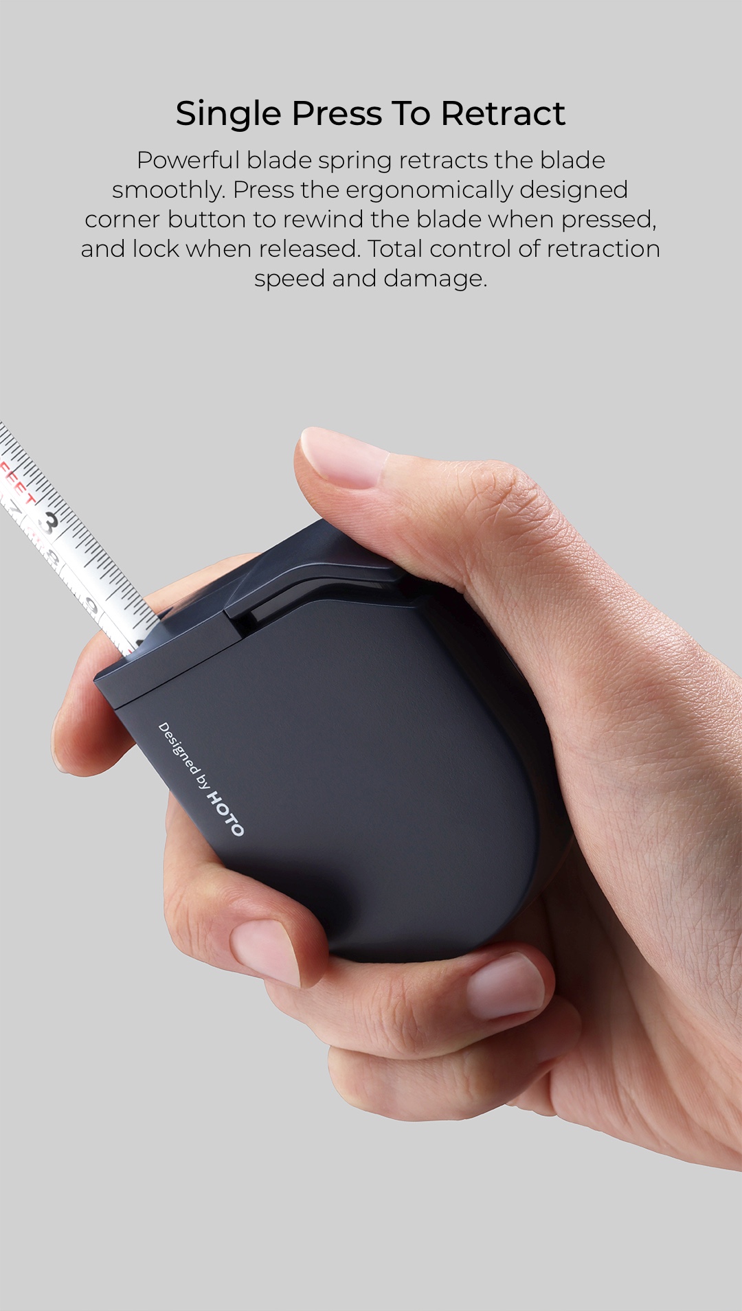 HOTO Self-Lock Measure Tape - Dual-Scale, Ergonomic, Water-Repellent ...