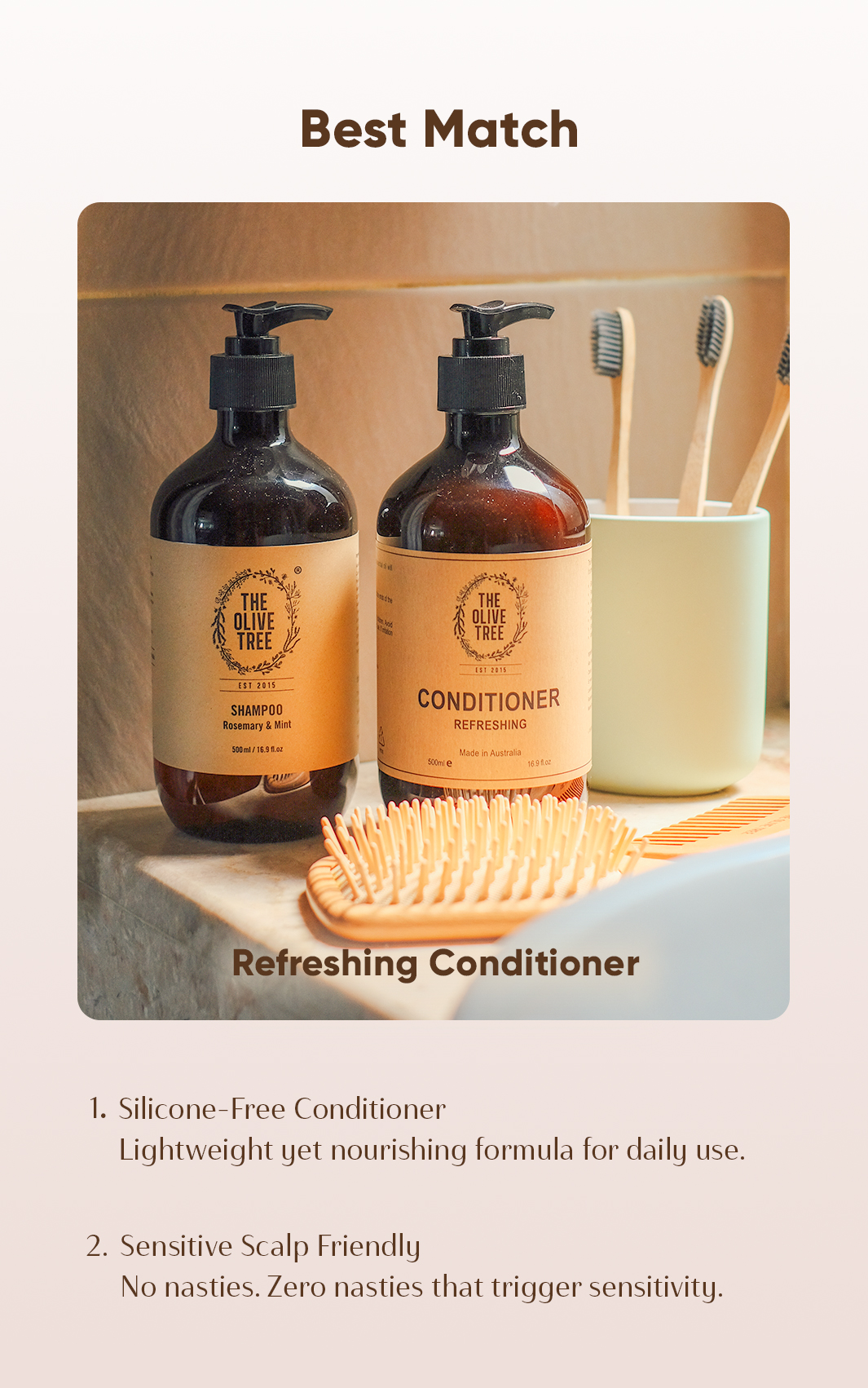 The Olive Tree Rosemary & Mint Shampoo (500ml) for Anti Hair Loss Fall ...