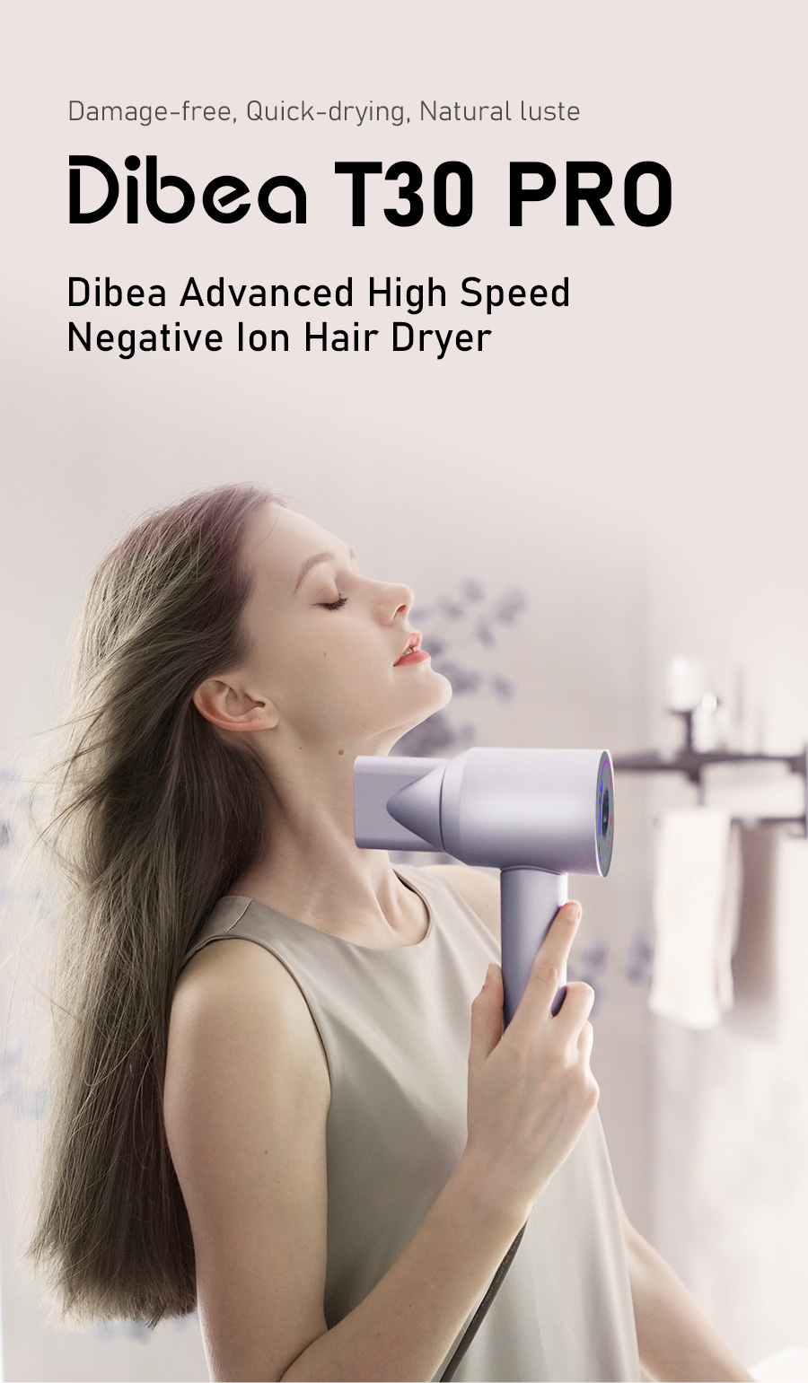 [NEW] Dibea T30 Pro High Speed Hair Dryer | 300m Negative Ion | 100 Secs Quick Drying | LED ...