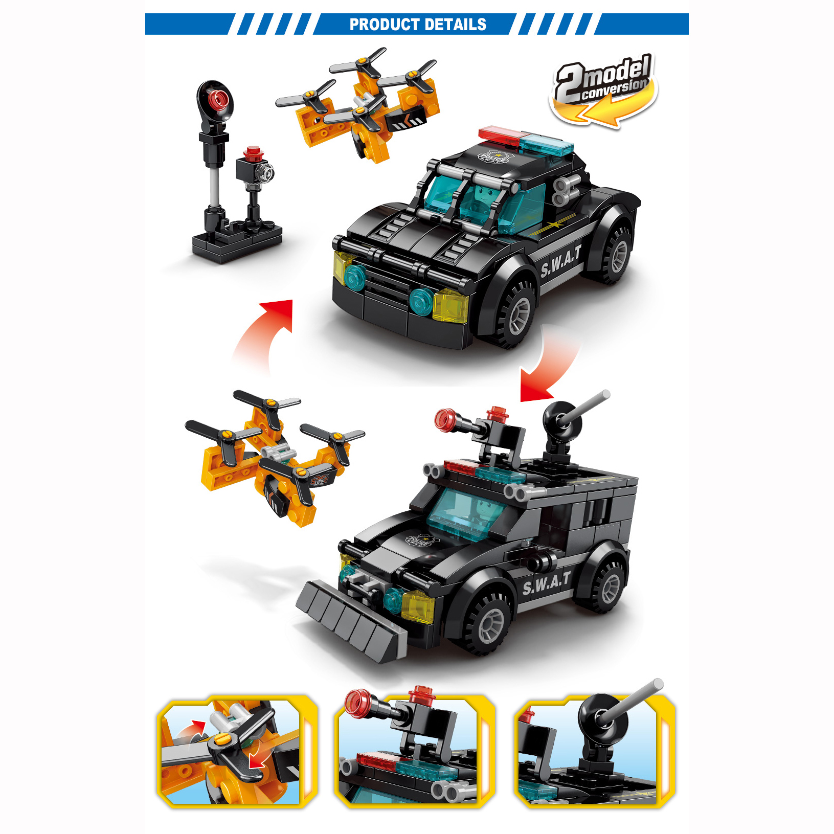 Kids Building Blocks 188 pcs Police Car Chasing Drone | Shopee Singapore