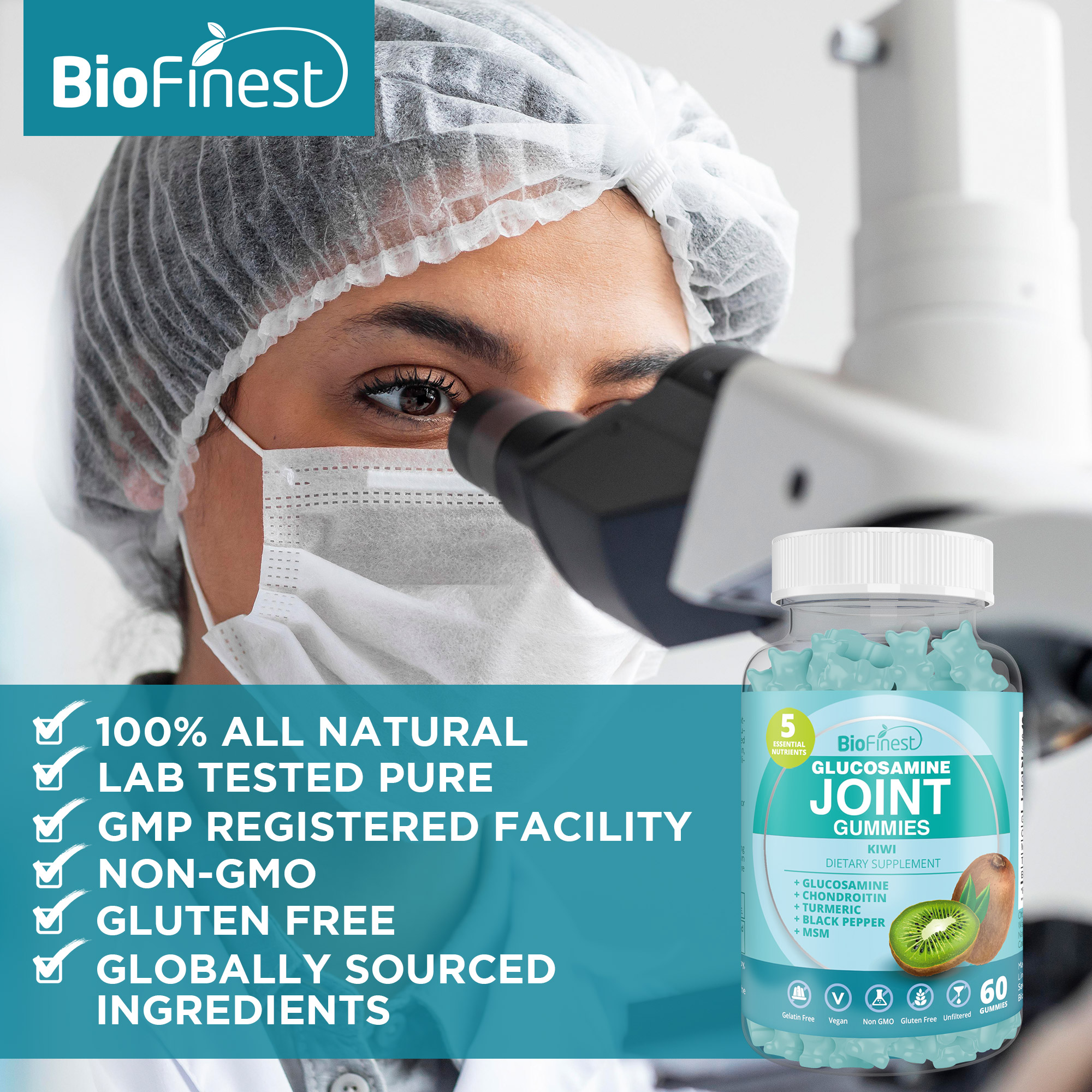 Biofinest Glucosamine Joint Gummy Supplement - Chondroitin MSM Turmeric ...