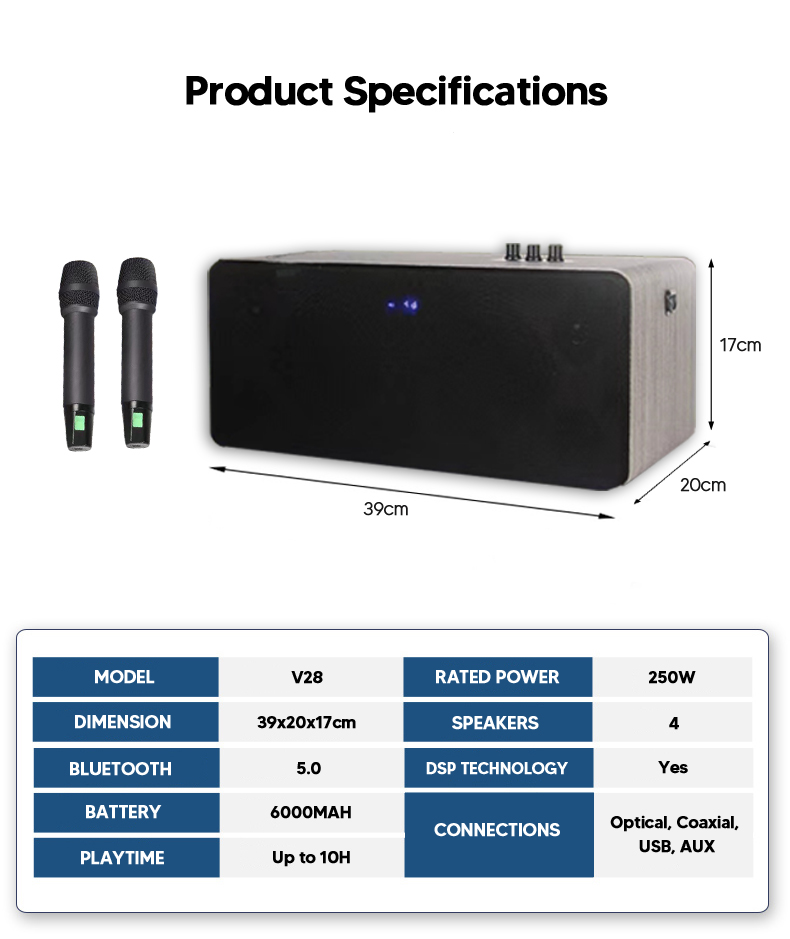 【SG】V28 250W Powerful Karaoke Speakers | Dual Microphones | Long ...