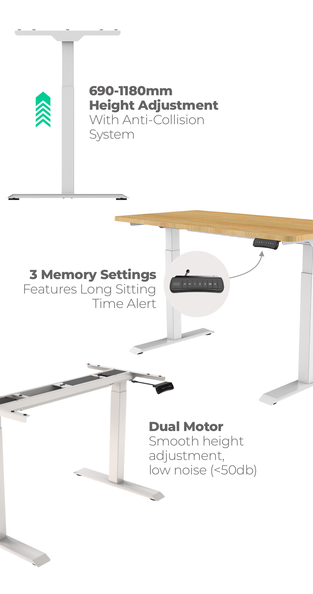 Squirrey Electric Height Adjustable Office Desk Officer Series [Custom ...