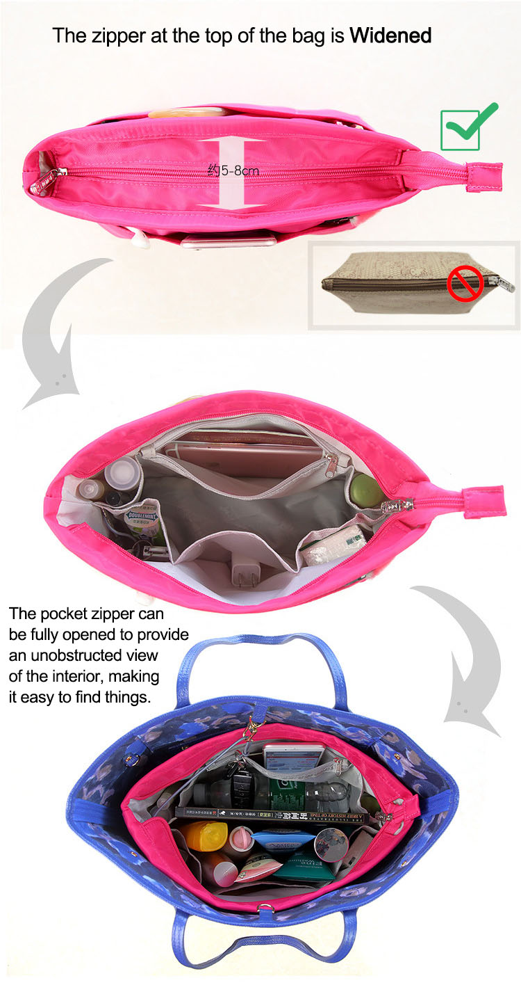 Specool® Nylon Inner Bag Liner bag Purse Organizer Insert with Zipped ...