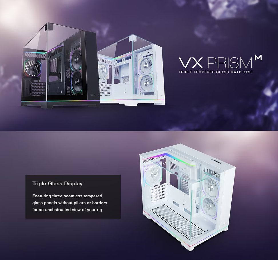 [MATX] TECWARE VX PRISM M - 3X ARGB FAN TRIPLE GLASS CHAMBER MATX ...