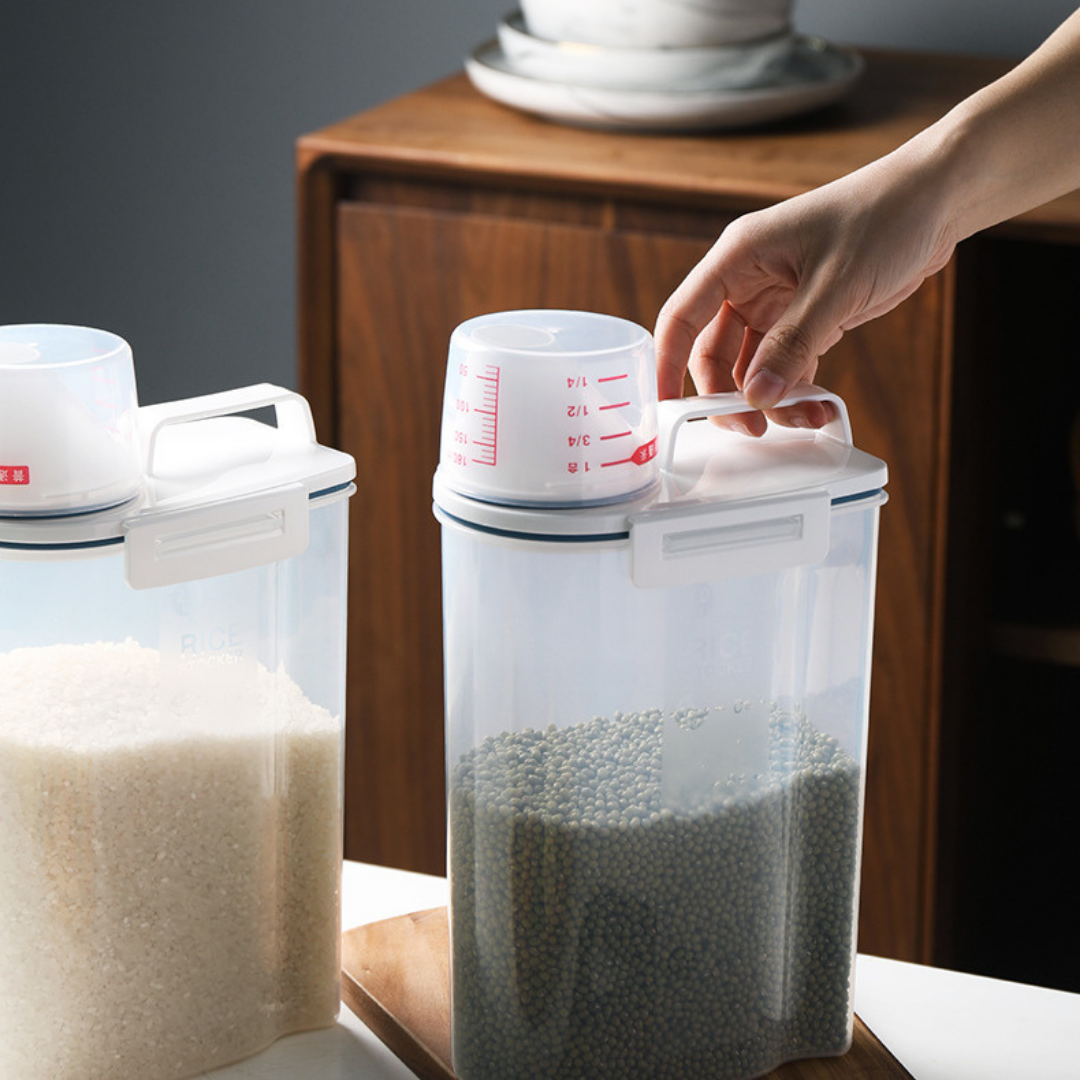 Rice Seal Container Rice Dispenser With Measuring Cup 2KG Kitchen ...