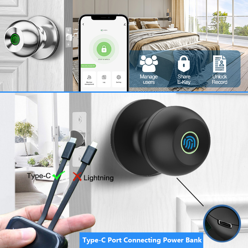 【HM】SG Stock Smart Door Knob Wifi Smart Fingerprint Door Lock Biometric ...