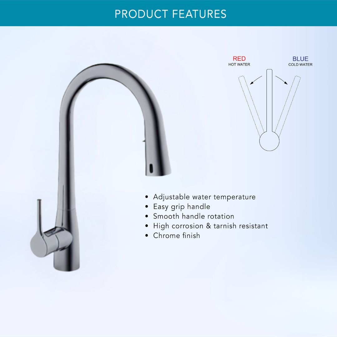 RIGEL Gunmetal Sensor Kitchen Faucet Mixer Tap MXK1400028PBB (GUN ...