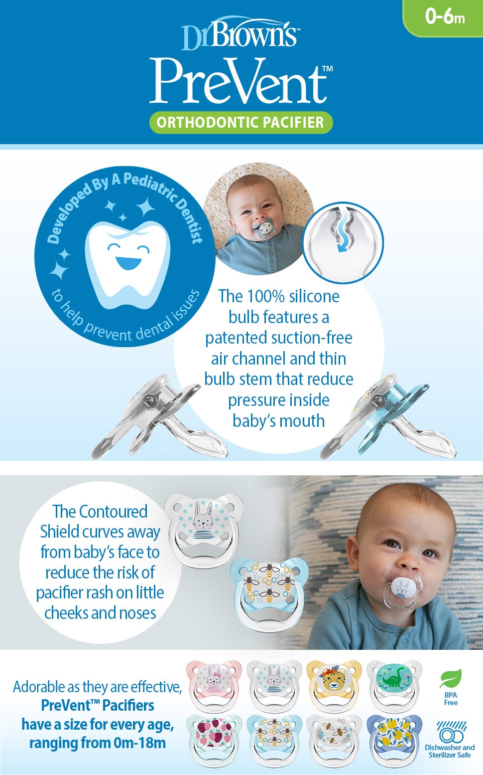 Dr. Brown’s™ PreVent™ Contoured Butterfly Shield Pacifier, 2 Count ...
