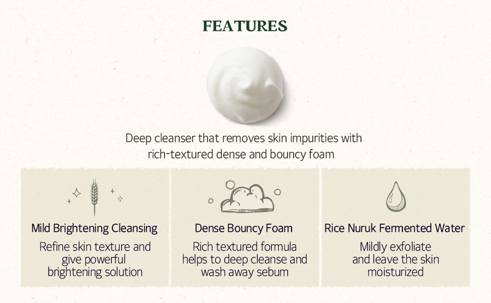 [SKINFOOD Official] Rice Daily Brightening Cleansing Foam 150ml / Clear ...