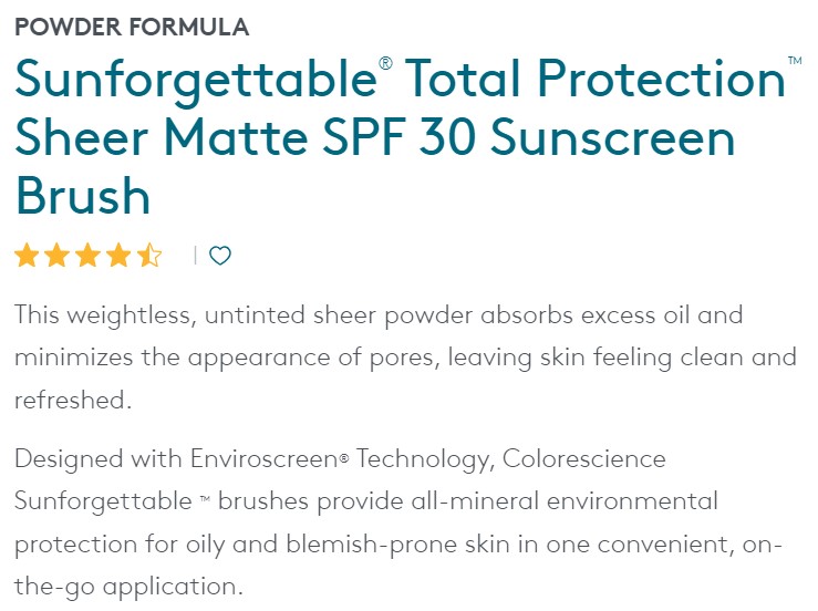 Colorescience Sheer Matte Sunscreen SPF 30 Brush (4.3g) - Untinted ...