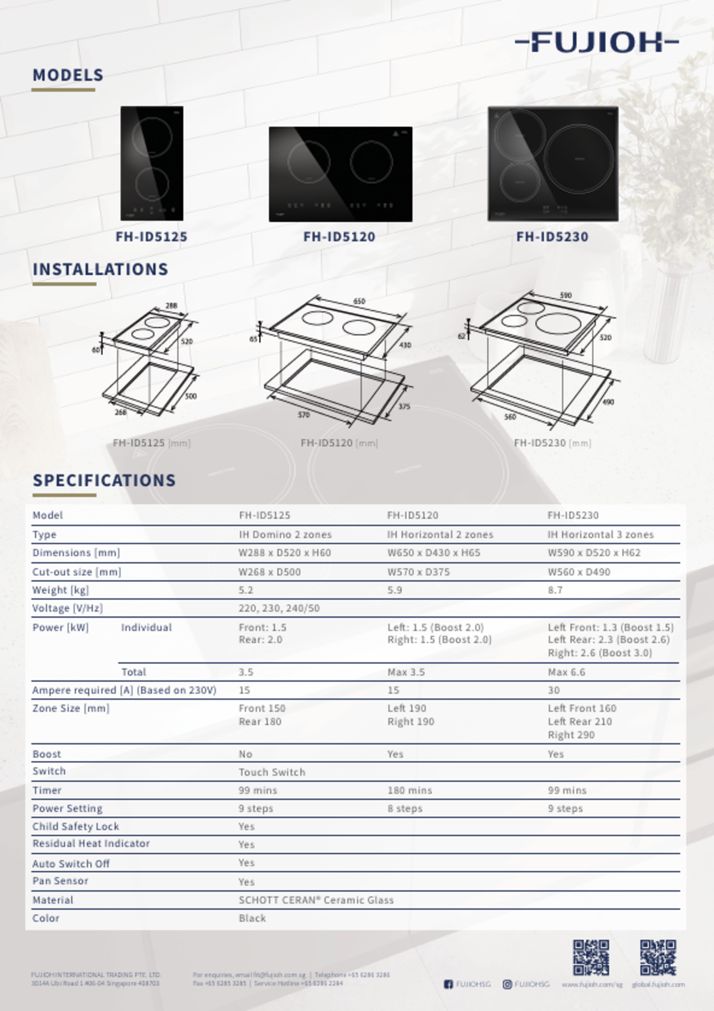 FUJIOH FH-ID5230 INDUCTION HOB WITH 3 ZONES + 2 YEARS WARRANTY | Shopee ...