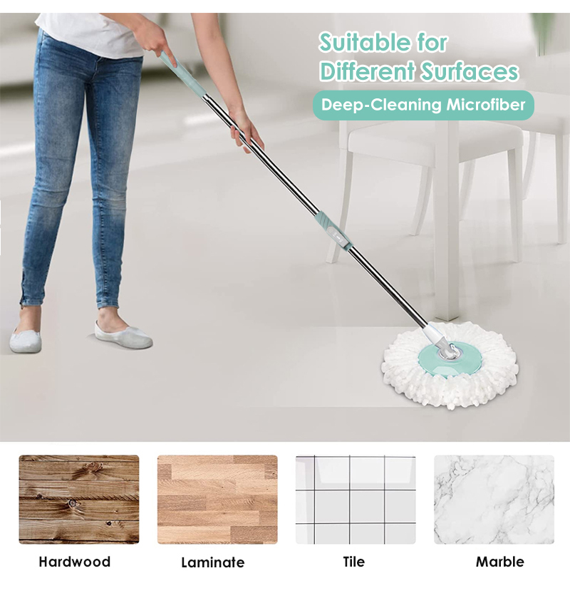 Spinning Mop with Bucket and Handle Set | Come with 1 Micro Fiber Mop ...
