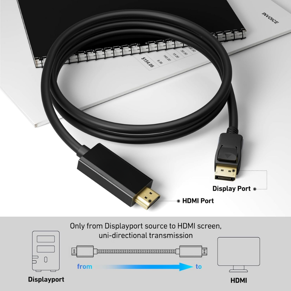 (SG) GenTech DisplayPort 1.4 to HDMI 2.1 Cable | 4K120Hz UHD HD ...