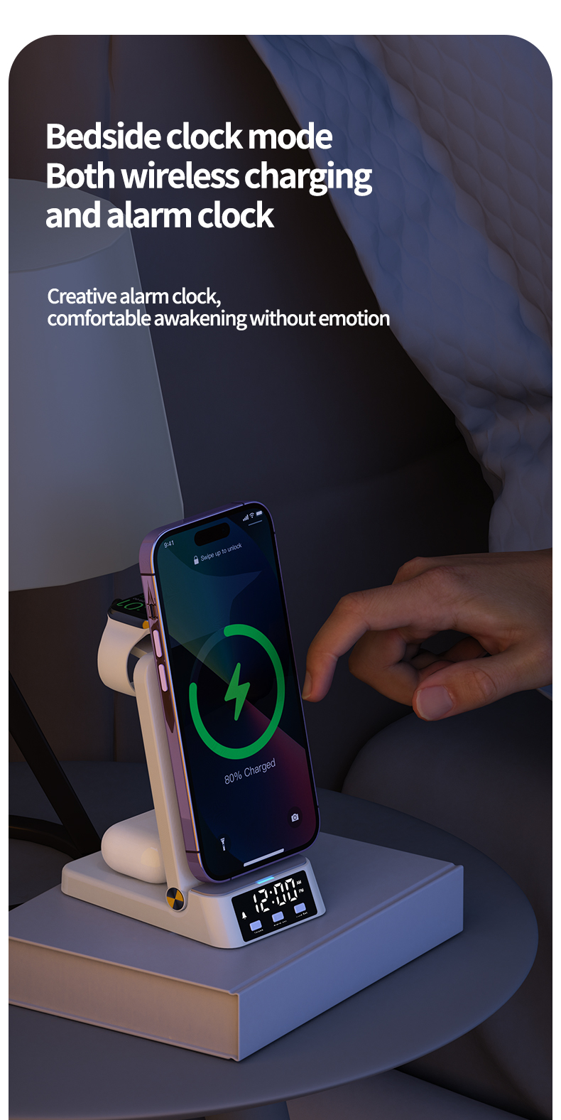 4 in 1 Wireless Charger Stand Foldable Fast Charging Dock Station ...