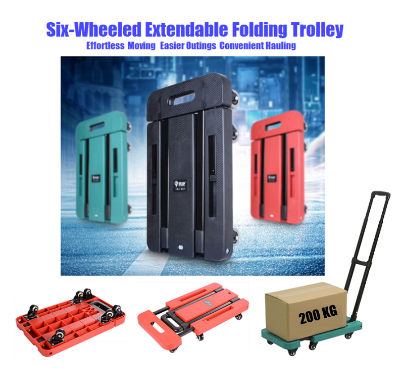 NEW ARRIVAL - Multi-Functional 6-Wheels Trolley, Portable Light Folding ...