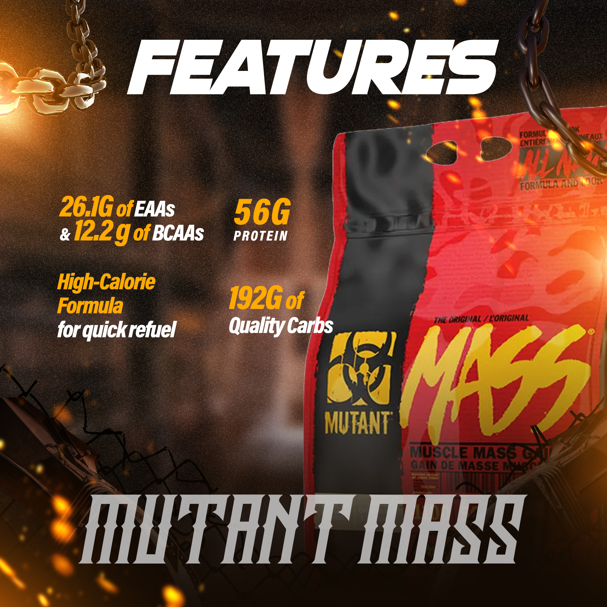 MUTANT MASS, Muscle Mass Gainer, Weight Gainer Protein Powder With Whey ...