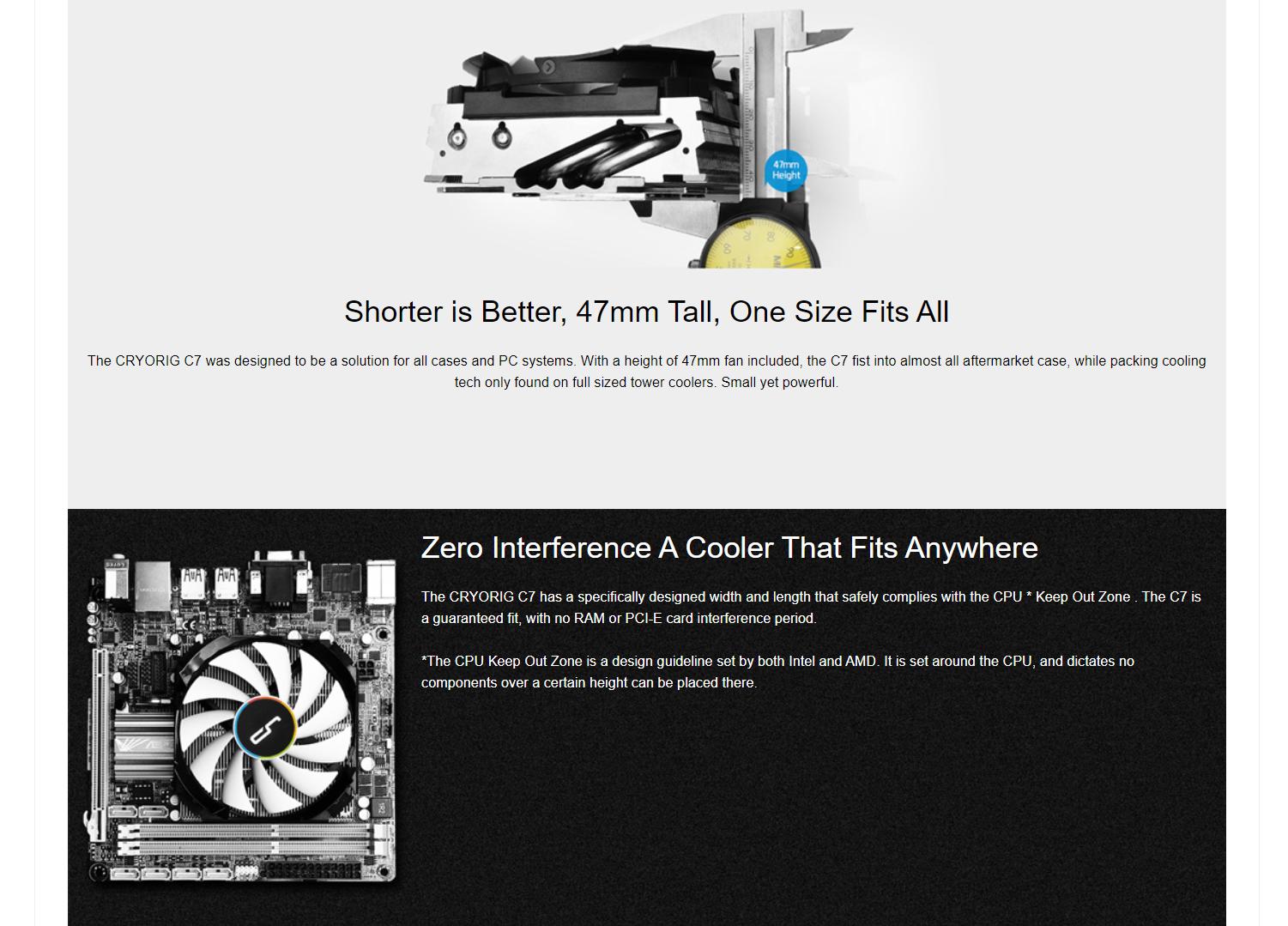 Cryorig C7 CR-C7A Top Flow CPU Heatsink 47mm Cooler for SFF Mini ITX ...