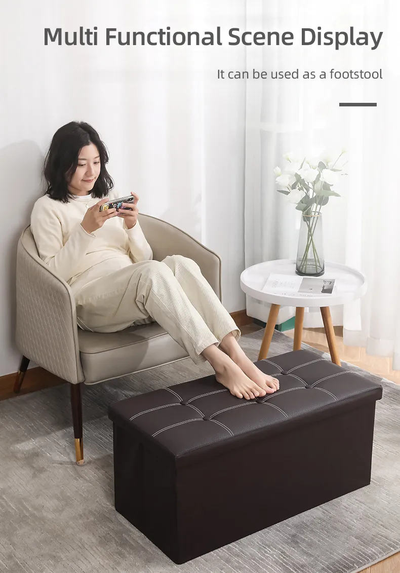 【SG Stock】Sofa Storage Stool Ottoman Foldable Bench storage stool box ...