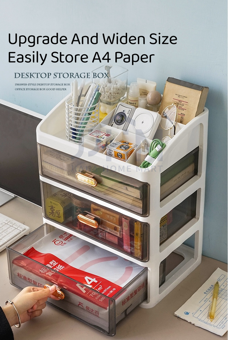 SG Can Hold A4 Paper Desk Organiser Transparent Stationery Drawer Desk ...