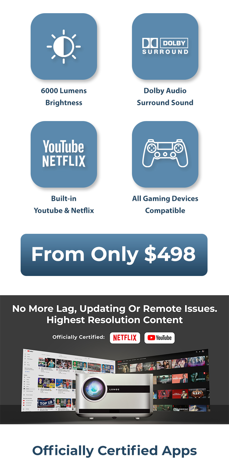 [Official Store] LUMOS AURO V2 Home Cinema Portable Projector | Shopee Singapore