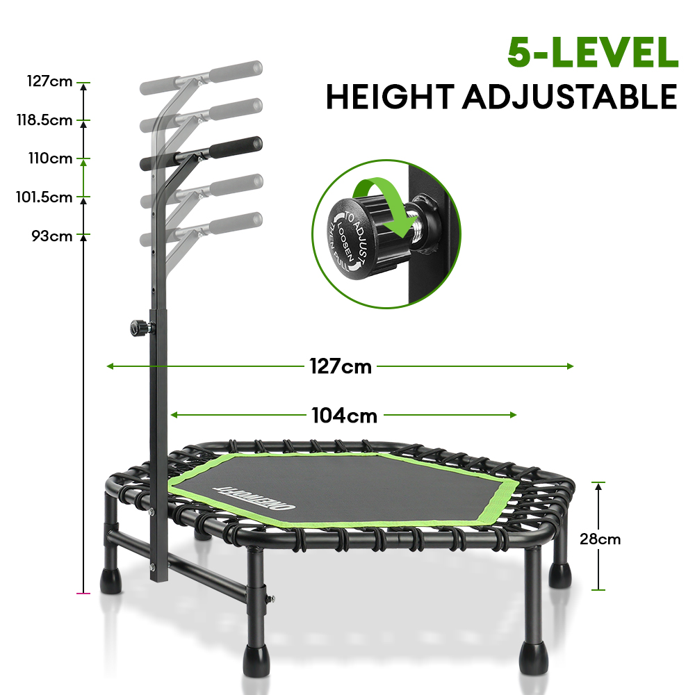 OneTwoFit 1.27M(50 inch) Hexagonal Fitness Trampoline with Adjustable ...