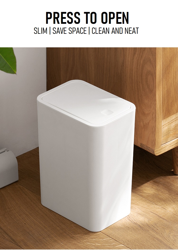 Slim Trash Bin with Lid Press to Open Dustbin Rubbish Bin Recycle Bin ...