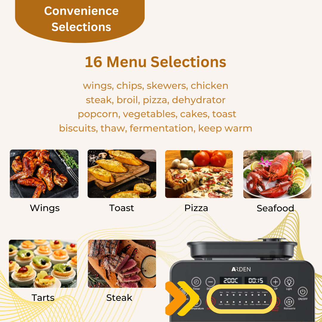 [Local Warranty] Arden 15L Electric Digital Air Fryer Oven with 16 Cook ...
