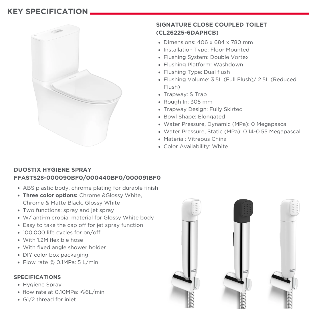 American Standard Signature Innovative Hygiene Toilet Bundle (Toilet ...