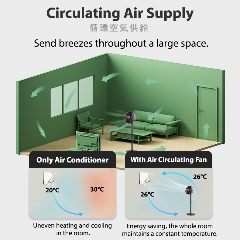 IONA 12 Inch Air Circulation Standing Fan | High Velocity Oscillating ...