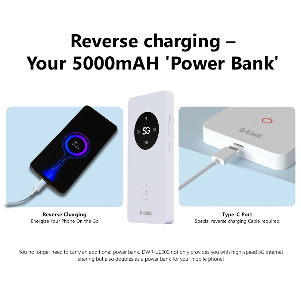 D-Link DWR-U2000 5G Mobile Router Wi-Fi Hostpot | 5G NR SA and NSA | 5G ...
