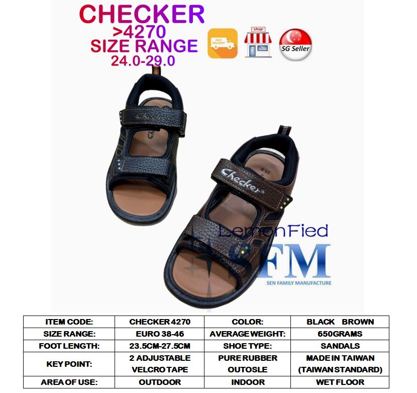 Checker Sport Sandal 4270 Size 24.0 - 29.0 38 - 46 Black Brown men SG ...